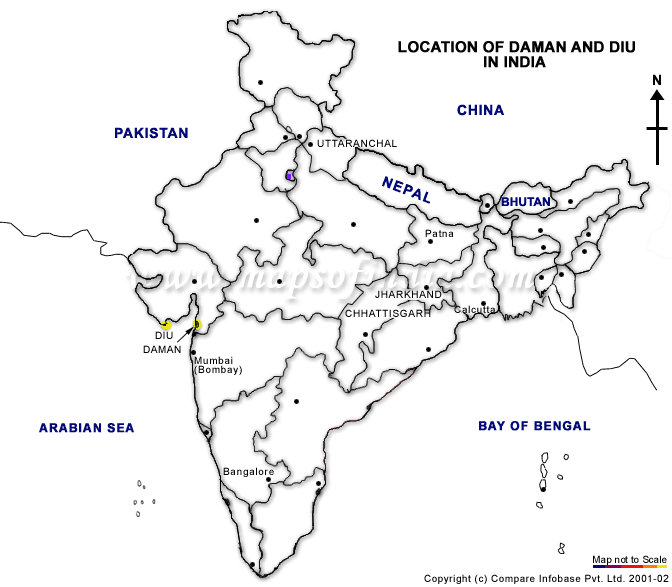 Daman N Diu In India Map