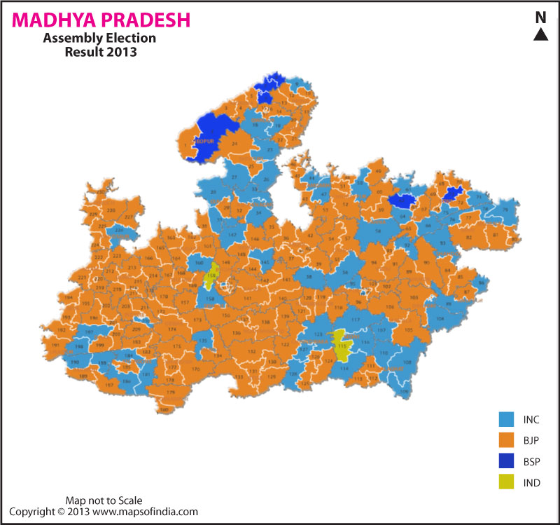 Madhya Pradesh Assembly Elections 2013 and 2008 Results