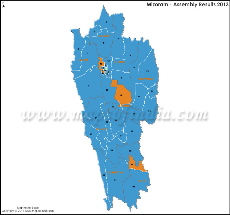 Mizoram Assembly Elections 2013 and 2008 Results