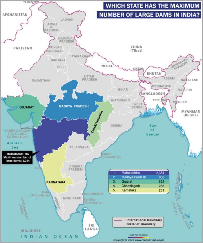 Which State has the Maximum Number of Large Dams in India? - Answers