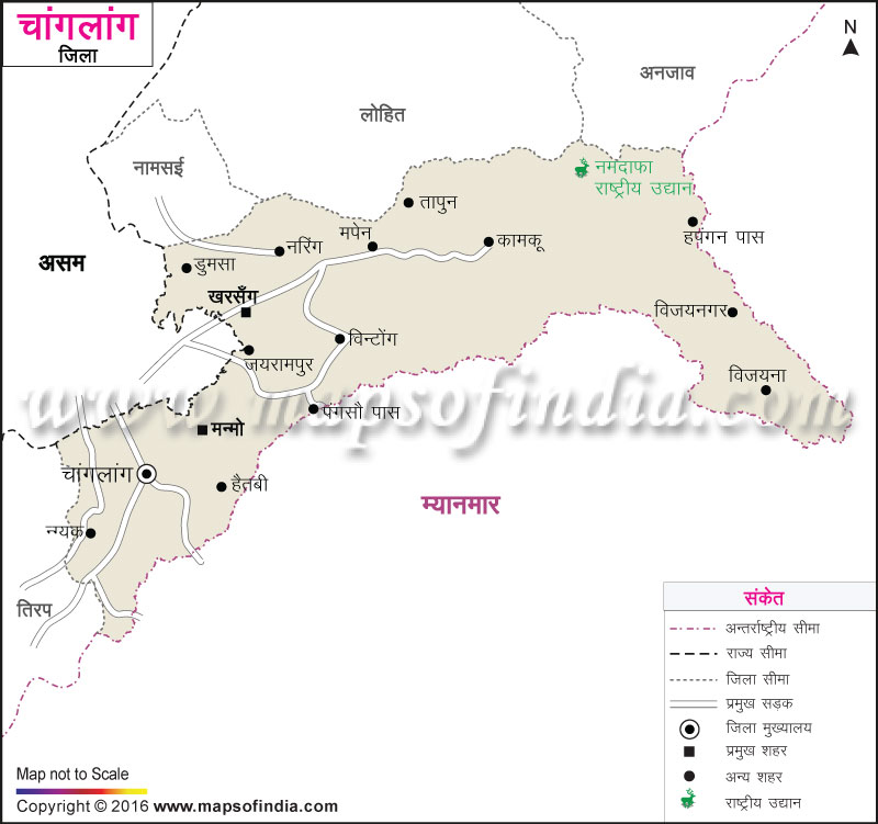 चांगलांग जिला नक्शा (मानचित्र)