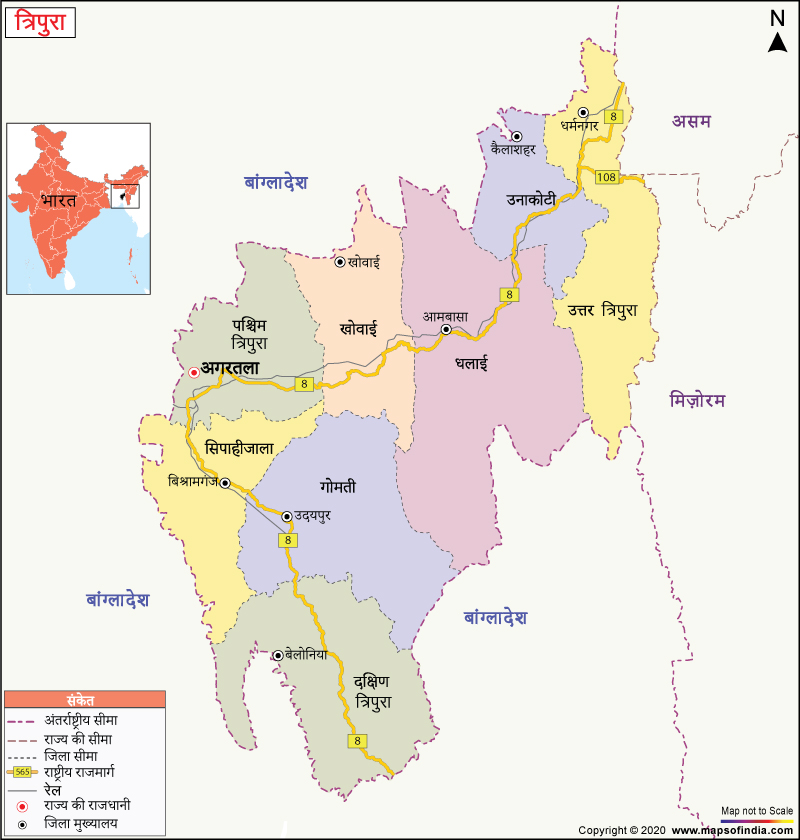 त्रिपुरा का नक्शा | About The Tripura Map find in Hindi