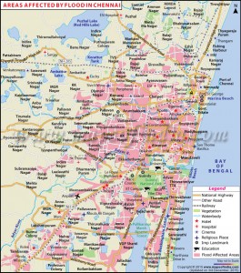 Areas Affected by Heavy Rains and Floods in Chennai, Tamilnadu | Map in ...