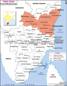 Areas Affected by Heavy Rains and Floods in Chennai, Tamilnadu | Map in ...