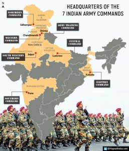 Indian Army Commands and their Headquarters - India