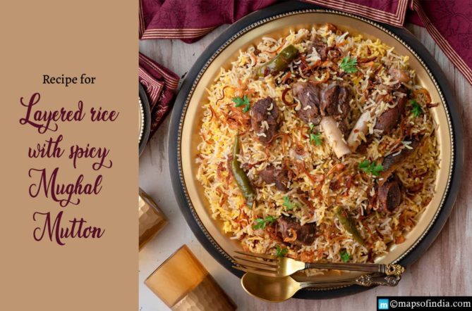 Recipe for Layered Rice With Spicy Mughal Mutton - Non Vegetarian Recipes