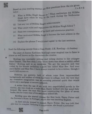 Class 10 English Literature Exam Today’s Term 2 Question Paper & Answer ...