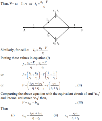 Two cells of emfs E1 and E2 and internal resistances 𝑟ଵand 𝑟ଶ ...