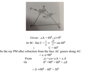 A ray PQ is incident normally on the face AB of a 5 triangular prism of ...
