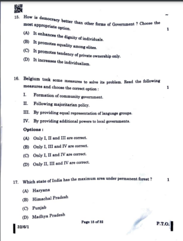 Class 10 Social Science Exam Today’s Term 2 Question Paper & Answer Key ...