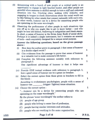 Class 12 English Core Exam Today’s Term 2 Question Paper & Answer Key ...