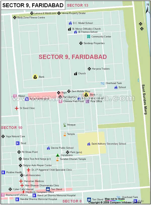 Sector 9 Locality Map, Faridabad
