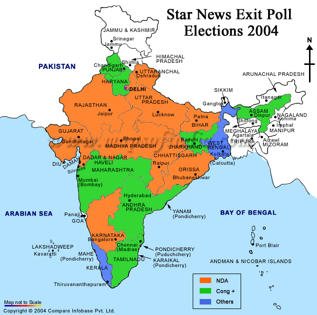 Indian Election Results 2004, Maps of Indian Election Results, India ...
