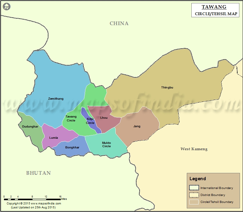 Tawang Tehsil Map Circles In Tawang Tawang Tehsil Map Circles In Tawang