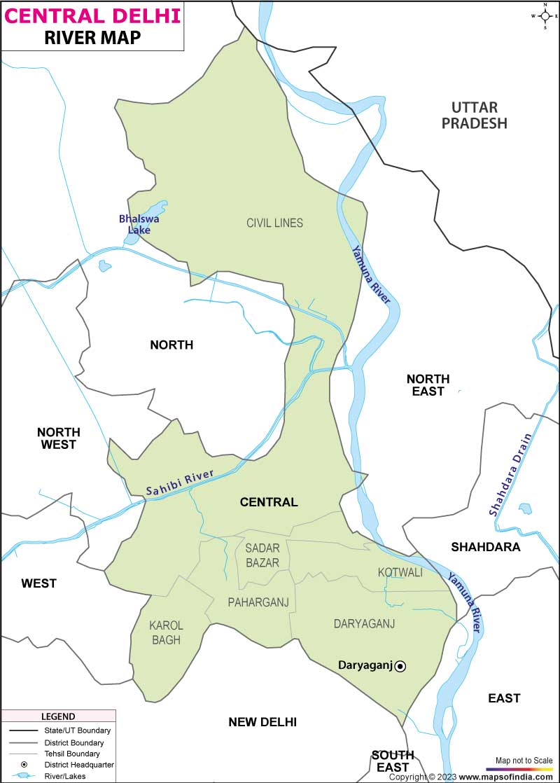 Central Delhi River Map