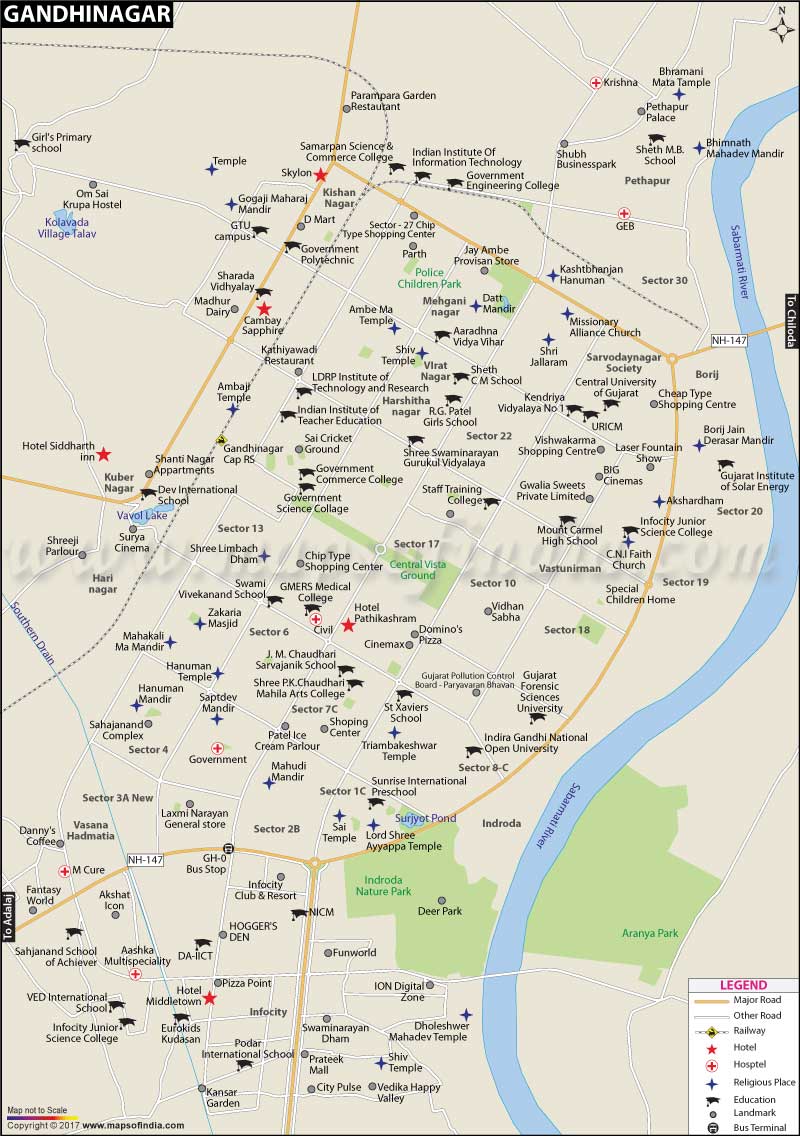 Gandhinagar City Map Gandhinagar City Map