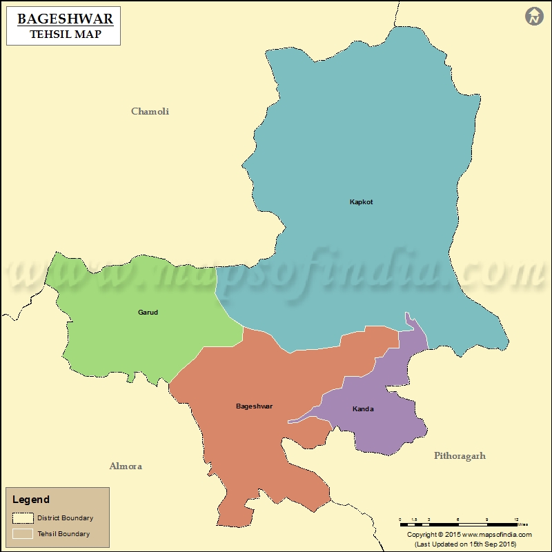 Bageshwar Tehsil Map, Bageshwar Tehsils