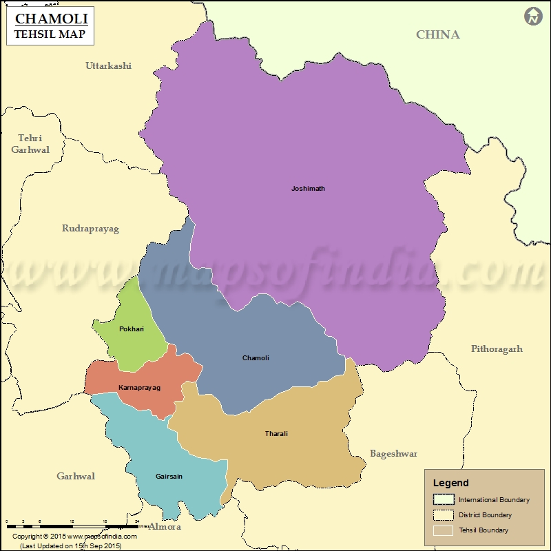 Chamoli Tehsil Map, Chamoli Tehsils