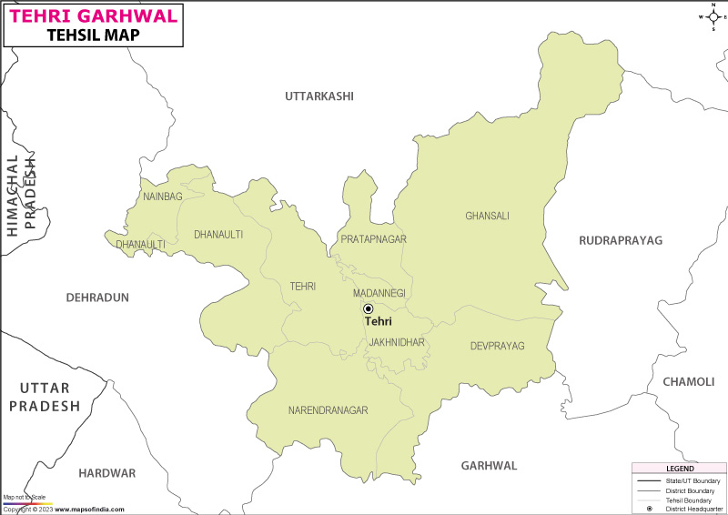Tehri Garhwal Tehsil Map, Tehri Garhwal Tehsils