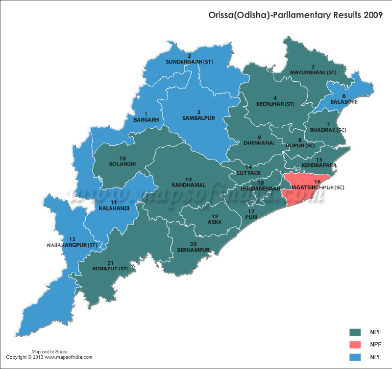 Orissa General (Lok Sabha) Election Results 2014, 2009 and 2004