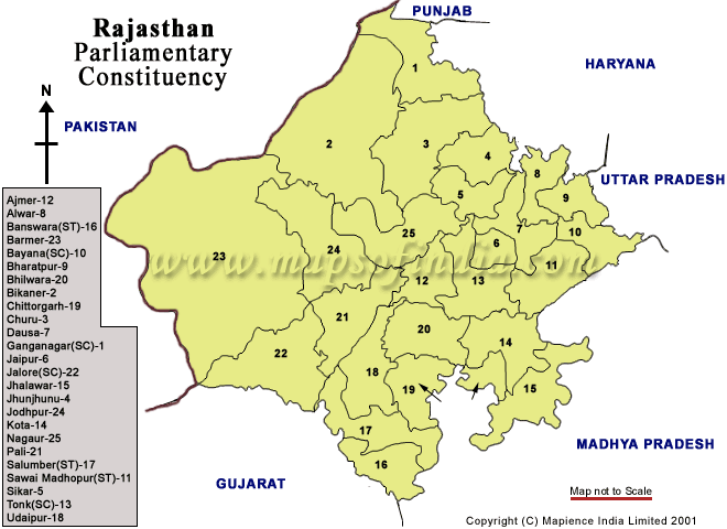 Rajasthan Parliamentary map, Parliamentary map of India, Parliamentary ...