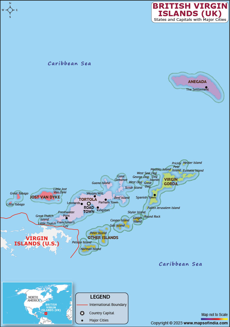 British Virgin Islands Map | HD Political Map of British Virgin Islands