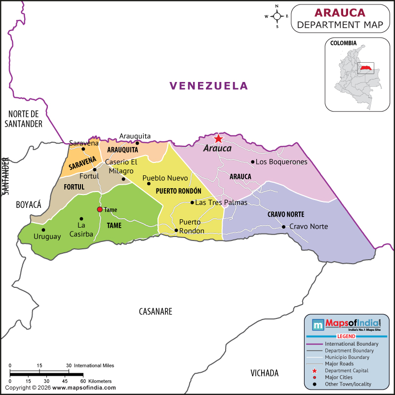 Arauca, Map, Colombia | Map of Arauca Satellite View