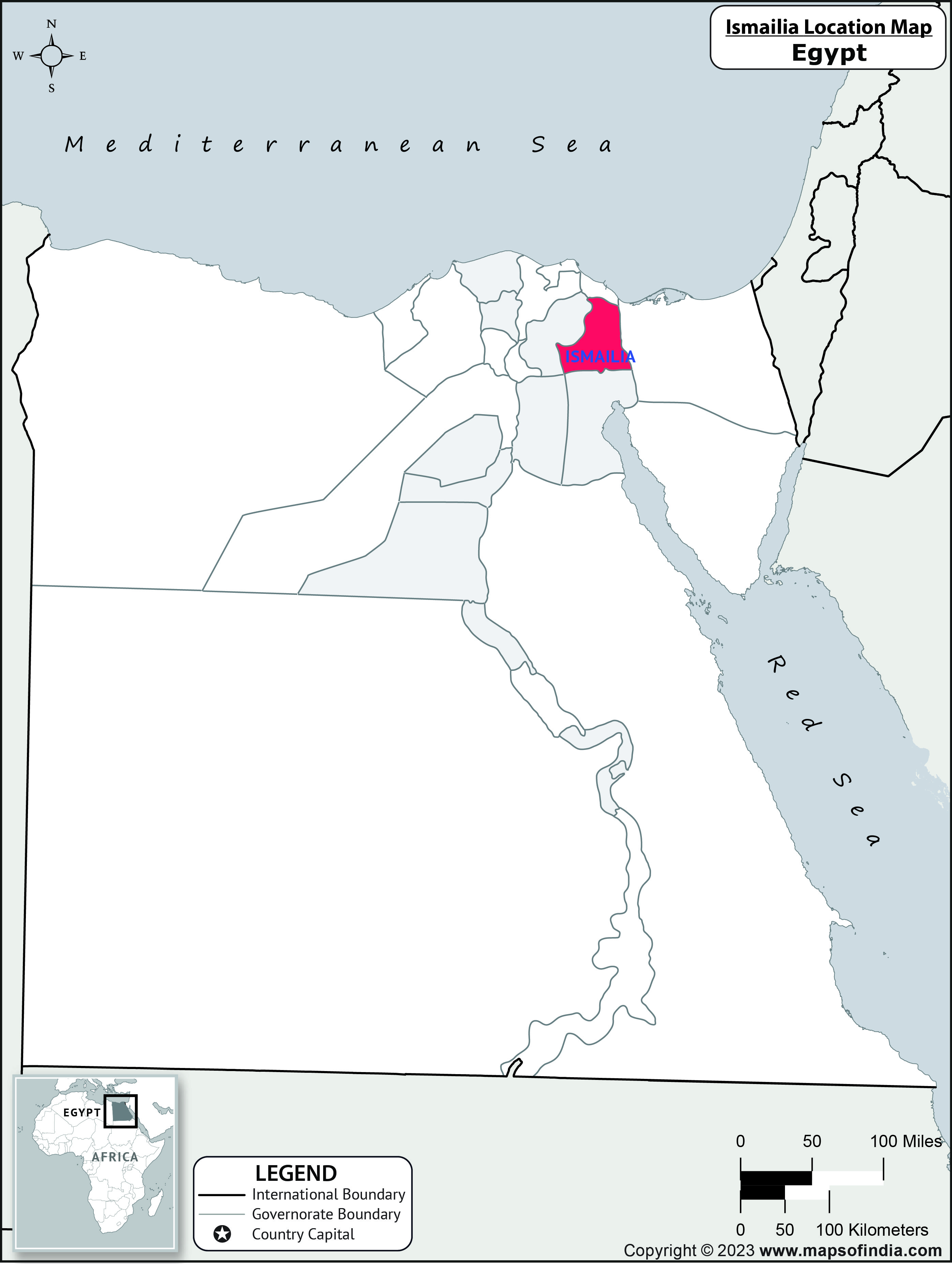 Political Simple Map Of As Ismailiyah Ismailia