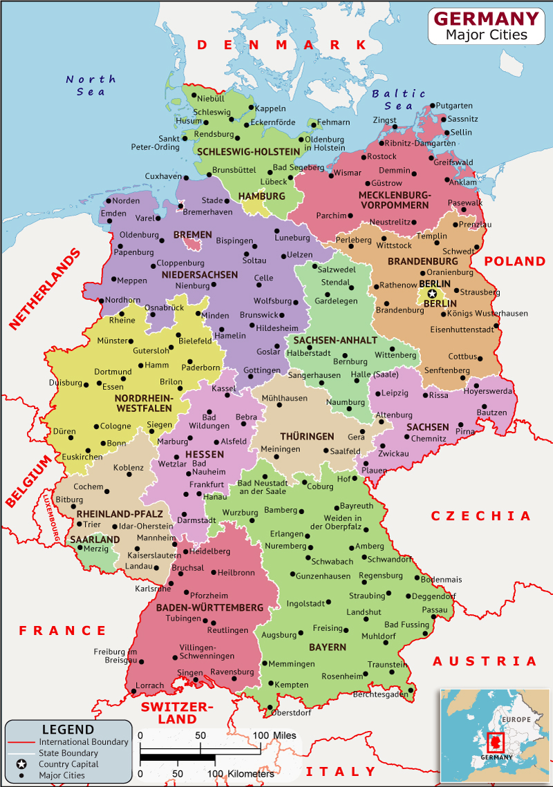 Germany Major Cities Map List Of Major Cities In Different States Of