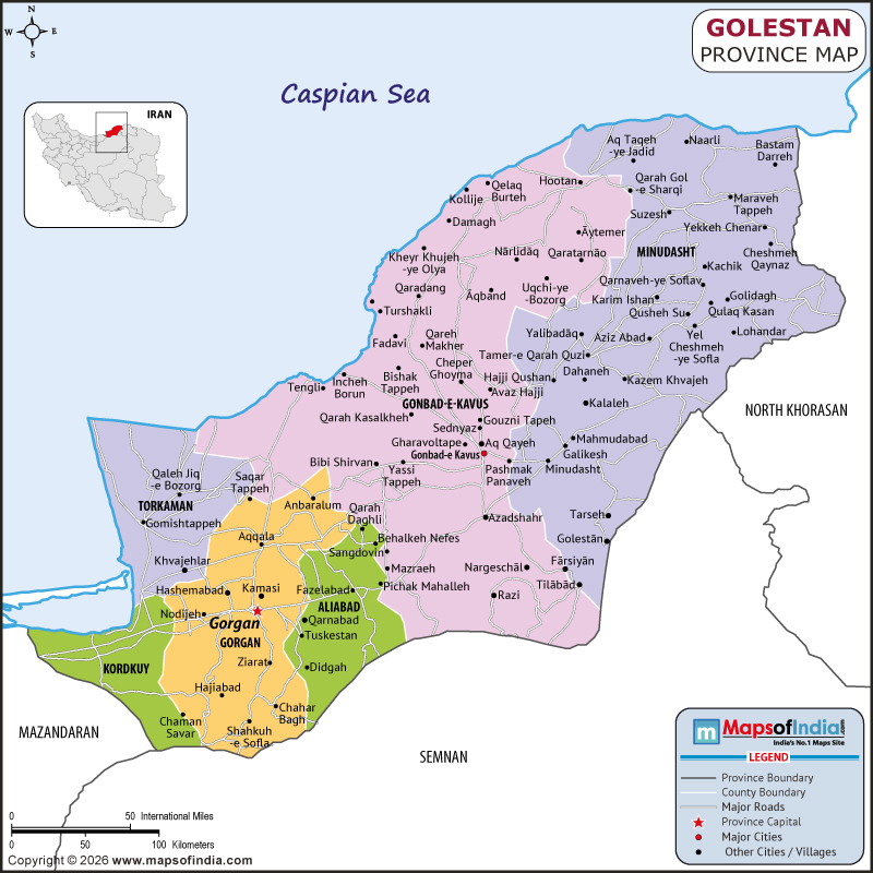 Golestan, Map, Iran | Map of Golestan Satellite View