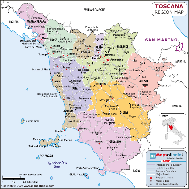 Tuscany (Toscana) Map – Cities, Regions & Tourist Guide | Italy World Map
