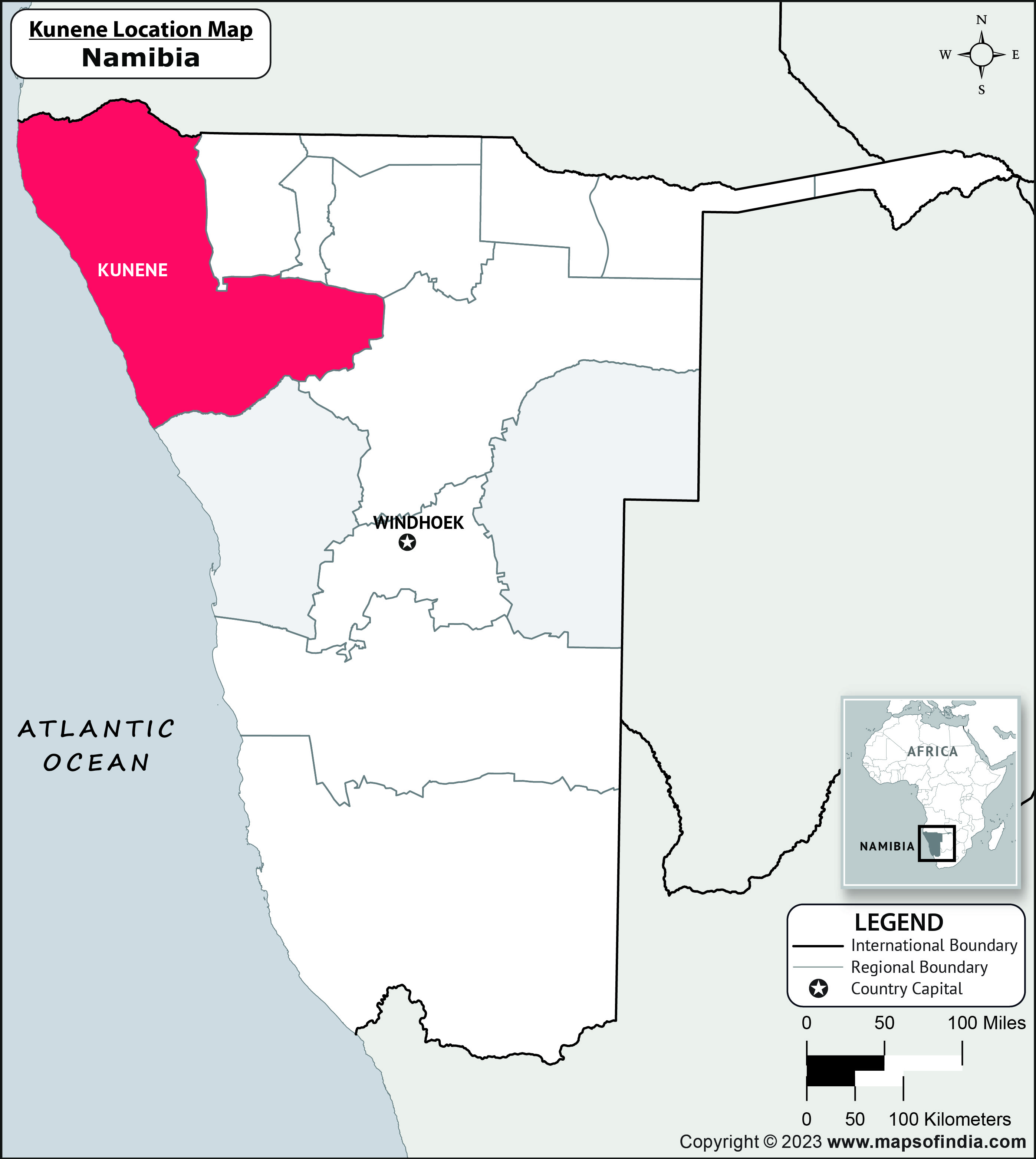 Where is Kunene Located in Namibia? | Kunene Location Map in the Namibia