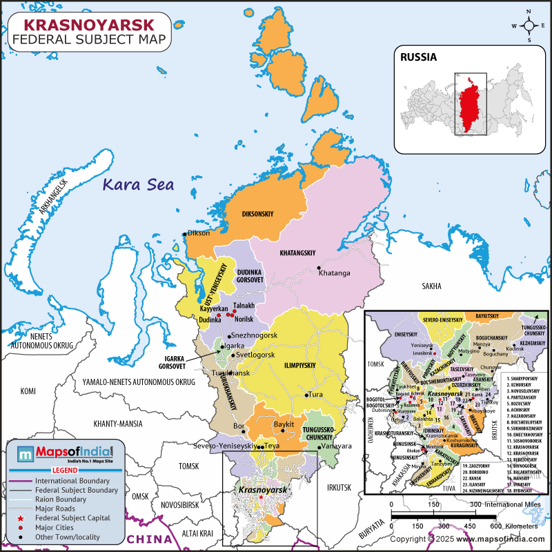 Krasnoyarsk Krai Map – Explore Russia’s Vast Siberian Region