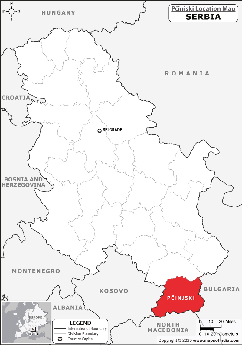 Where is Pcinjski Located in Serbia? | Pcinjski Location Map in the Serbia
