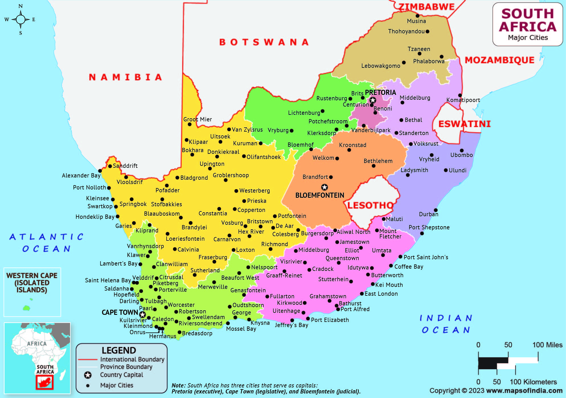 South Africa Major Cities Map List Of Major Cities In Different South Africa Major Cities Map List Of Major Cities In Different