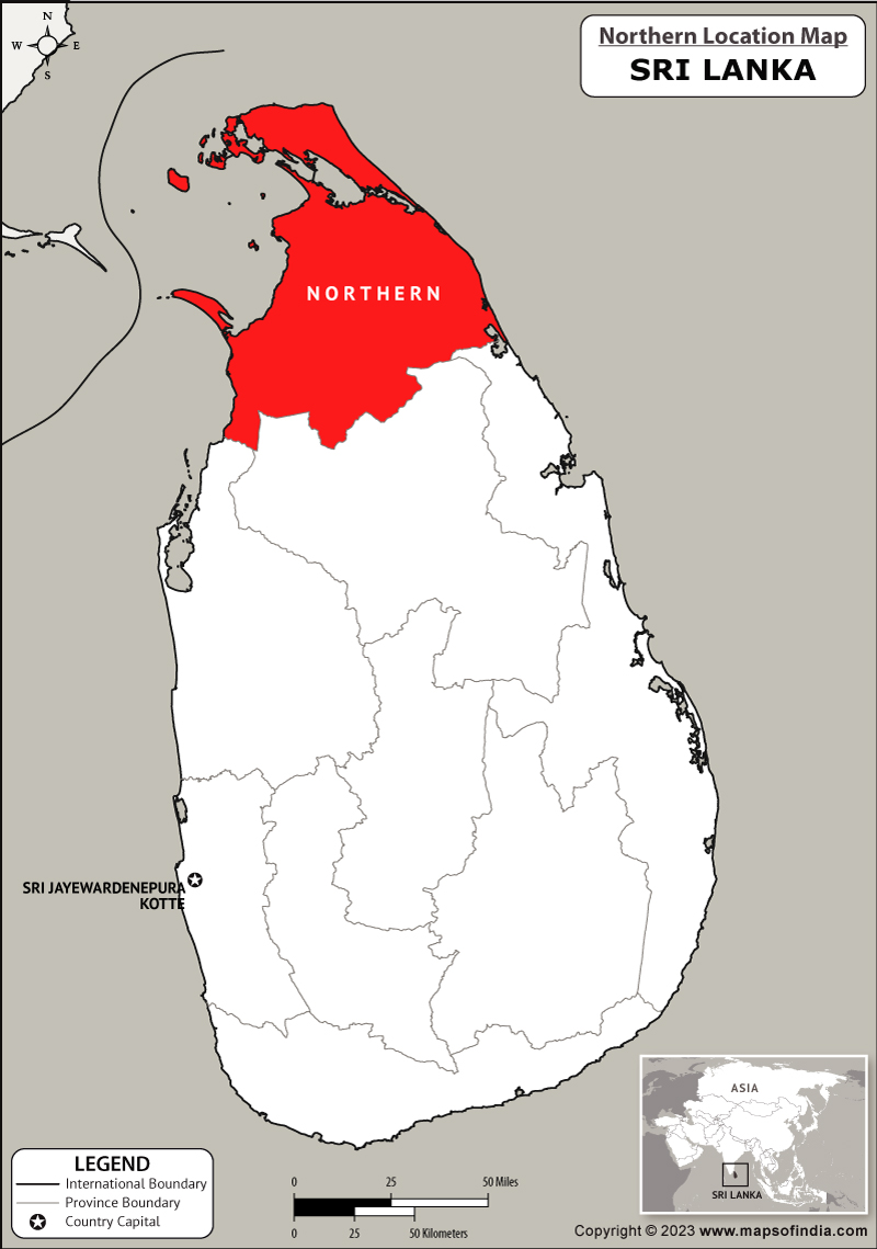 Where is Northern Located in Sri Lanka? | Northern Location Map in the ...