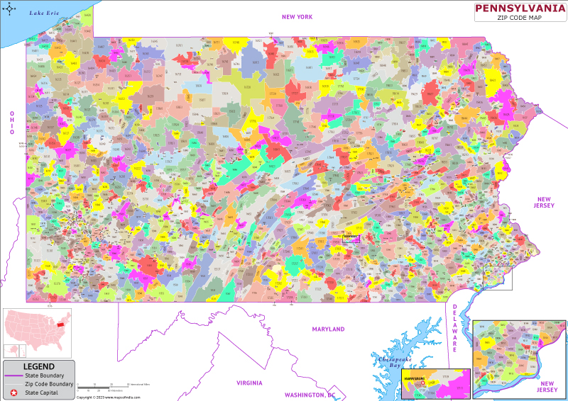 Printable Pennsylvania Zip Code Map